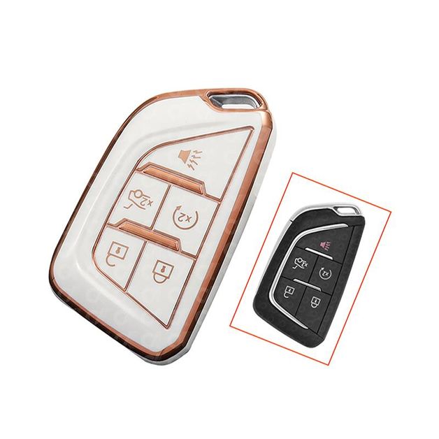 Nano High Quality Cover for Cadillac Smart Key 5 Buttons White