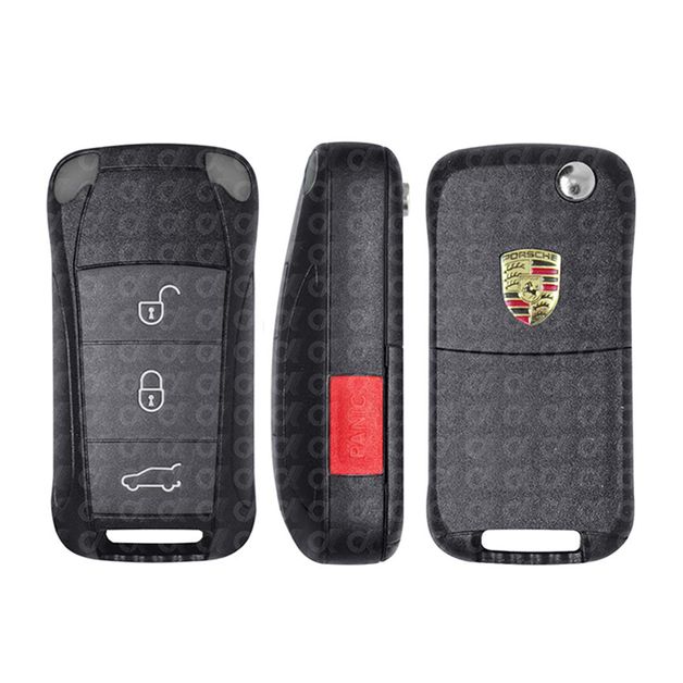 Porsche Cayenne Aftermarket Flip Remote Key Shell 4 Buttons With Side Panic